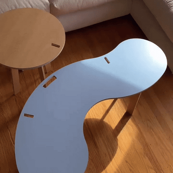 squiggle coffee table & flower no.1 side table in all pink – orbit anywhere